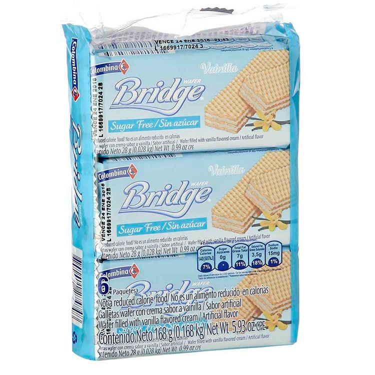 Galletas Bridge wafer sin azúcar vainilla x 6ux 168g-tiendasjumbo.co ...
