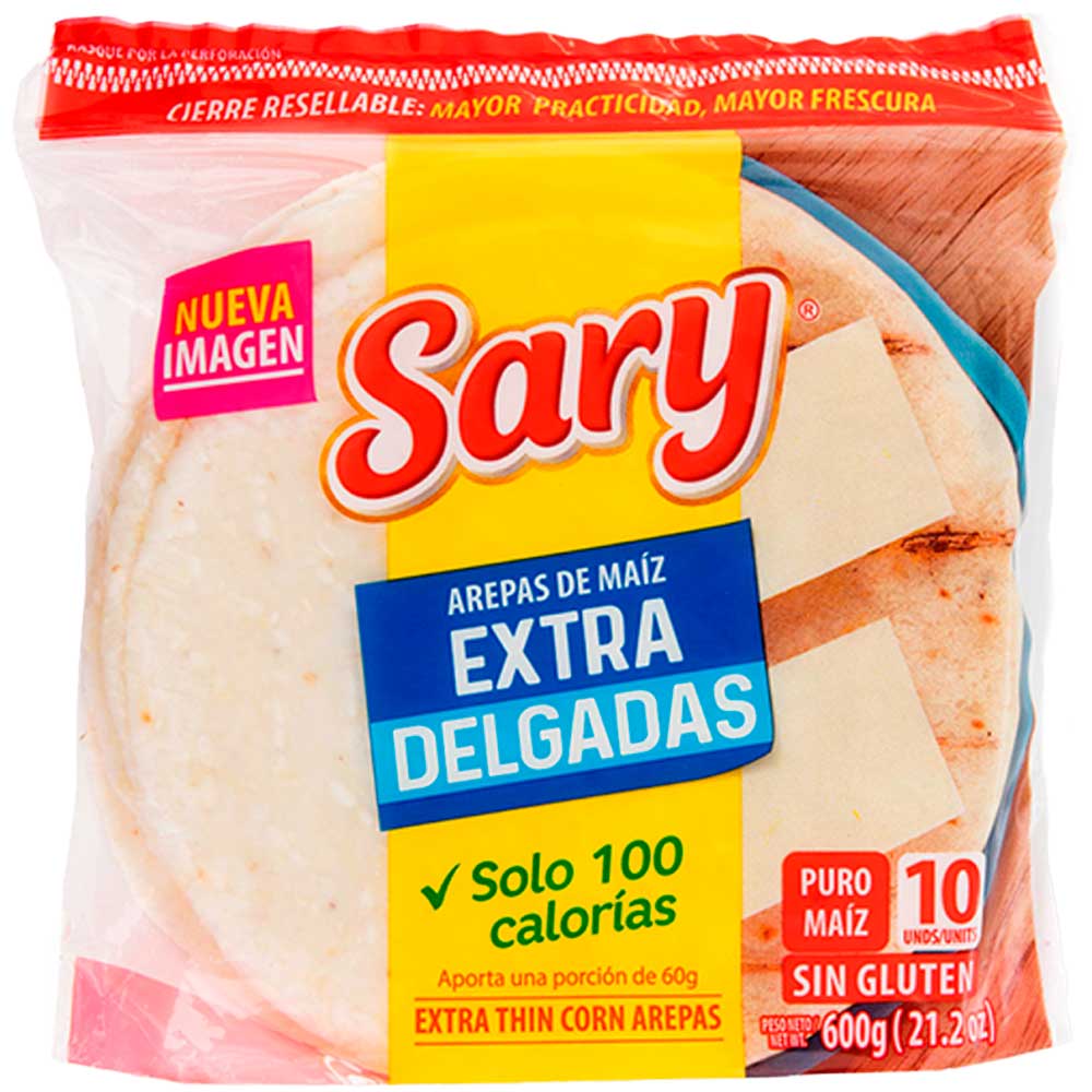 Arepa Sary de maíz extra delgadas x 10und x 600g - Jumbo Colombia