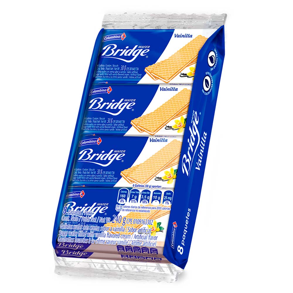 Galletas Bridge Wafer Vainilla x 8Paq. x 30g c-u-tiendasjumbo.co ...